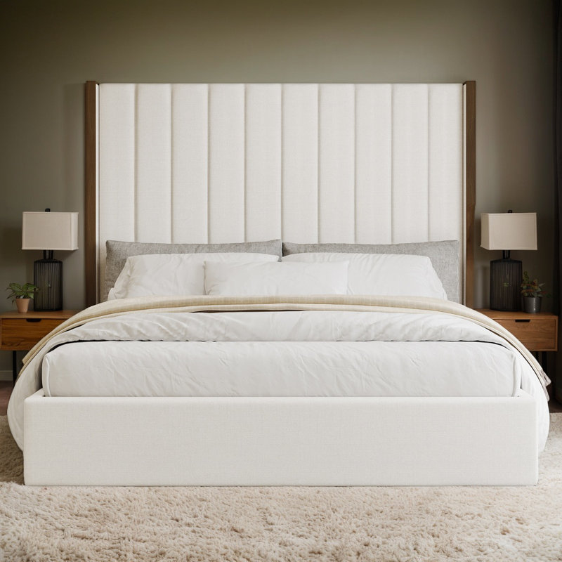 Tall Headboard Upholstered Bed Latitude Run Size King